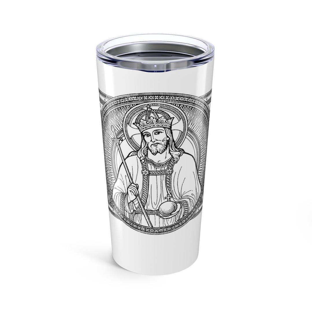 Jesus Christ the King Tumbler, 20oz Catholic Traditional Line Drawing ...