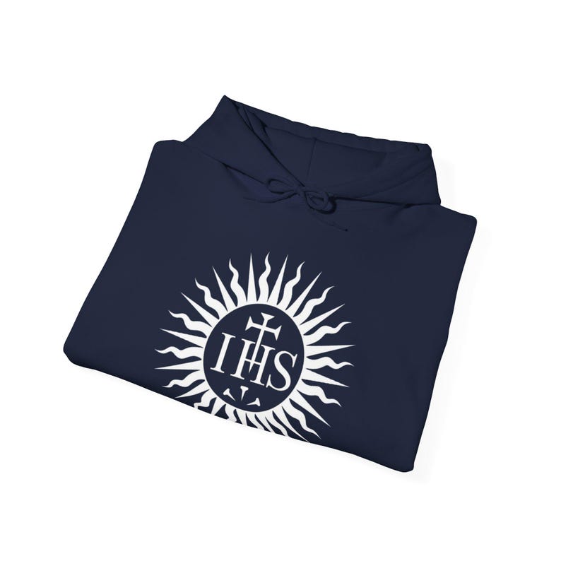 Jesuit Emblem Hooded Sweatshirt, Catholic Gift, Society of Jesus, IHS ...