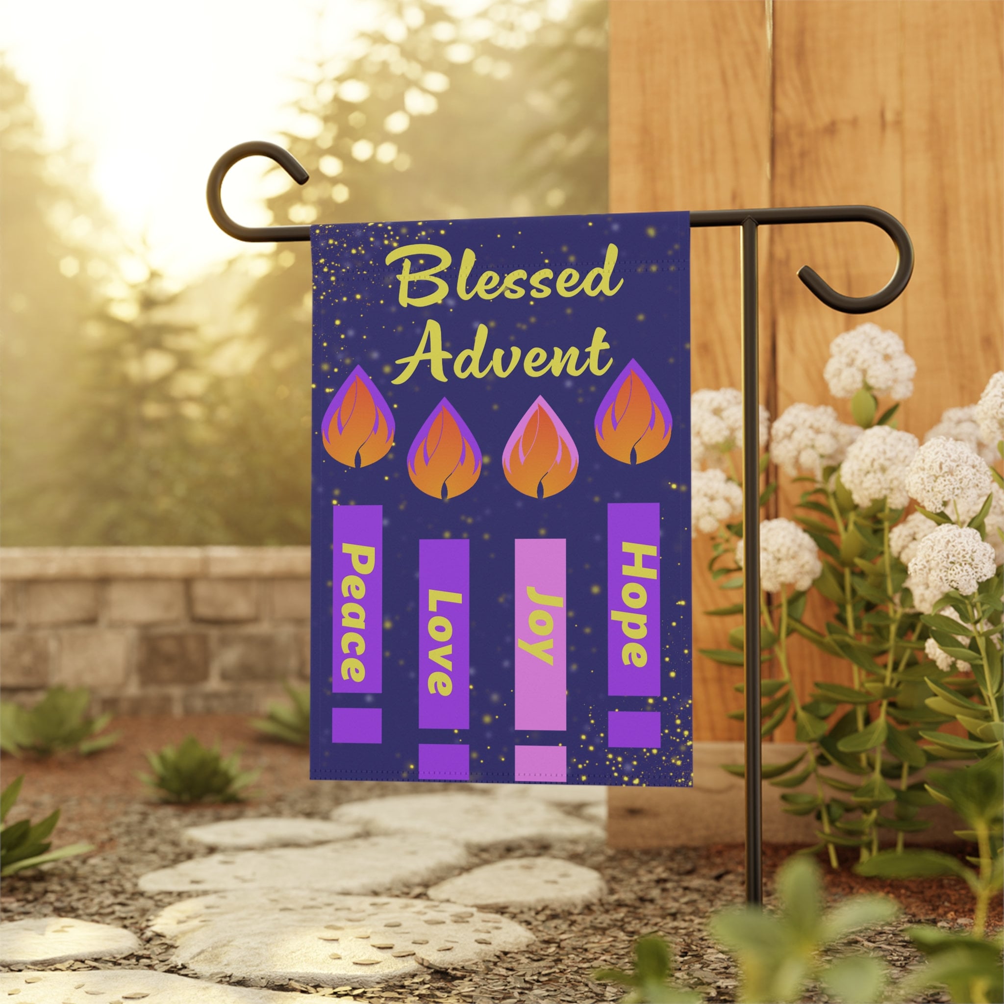 Blessed Advent Garden & House Flag, Catholic Gift, Candles, Traditional, Peace, Love, Joy, Hope ...