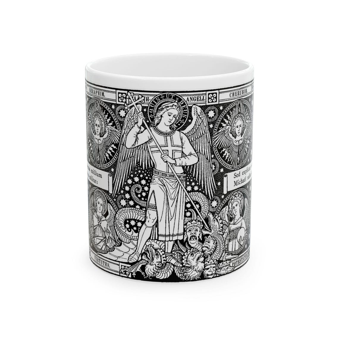 9 Choirs of Angels Ceramic Mug 11oz, 15oz, Latin, Traditional Catholic ...
