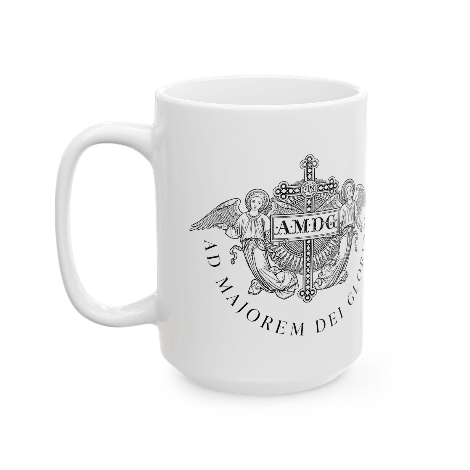 AMDG Ad Majorem Dei Gloriam Ceramic Mug 11oz, 15oz, Latin, Jesuit ...