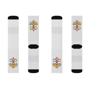 Vatican City Coat of Arms White Socks, Catholic Gift, Deacon, Priest ...