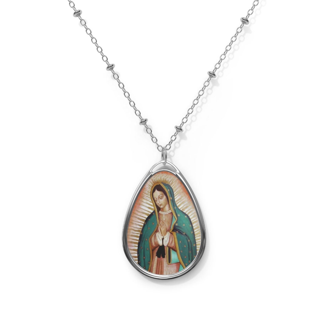 Our Lady of Guadalupe Oval Necklace, Mexican, Catholic, Confirmation ...