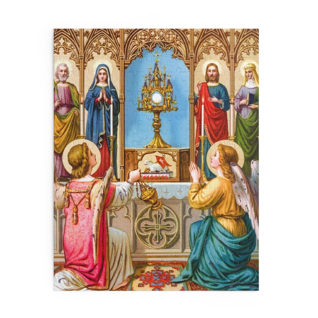 Eucharist in Monstrance With Angels in Adoration Puzzle (120, 252, 500 ...