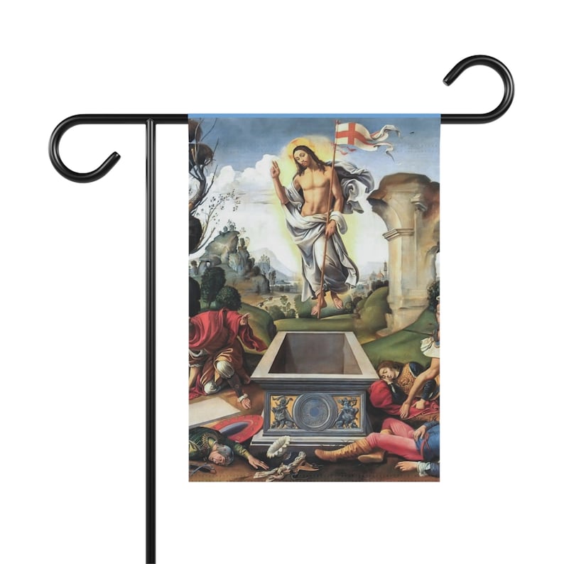 Resurrection Garden & House Flag, Catholic Gift, Raffaellino Del Garbo ...