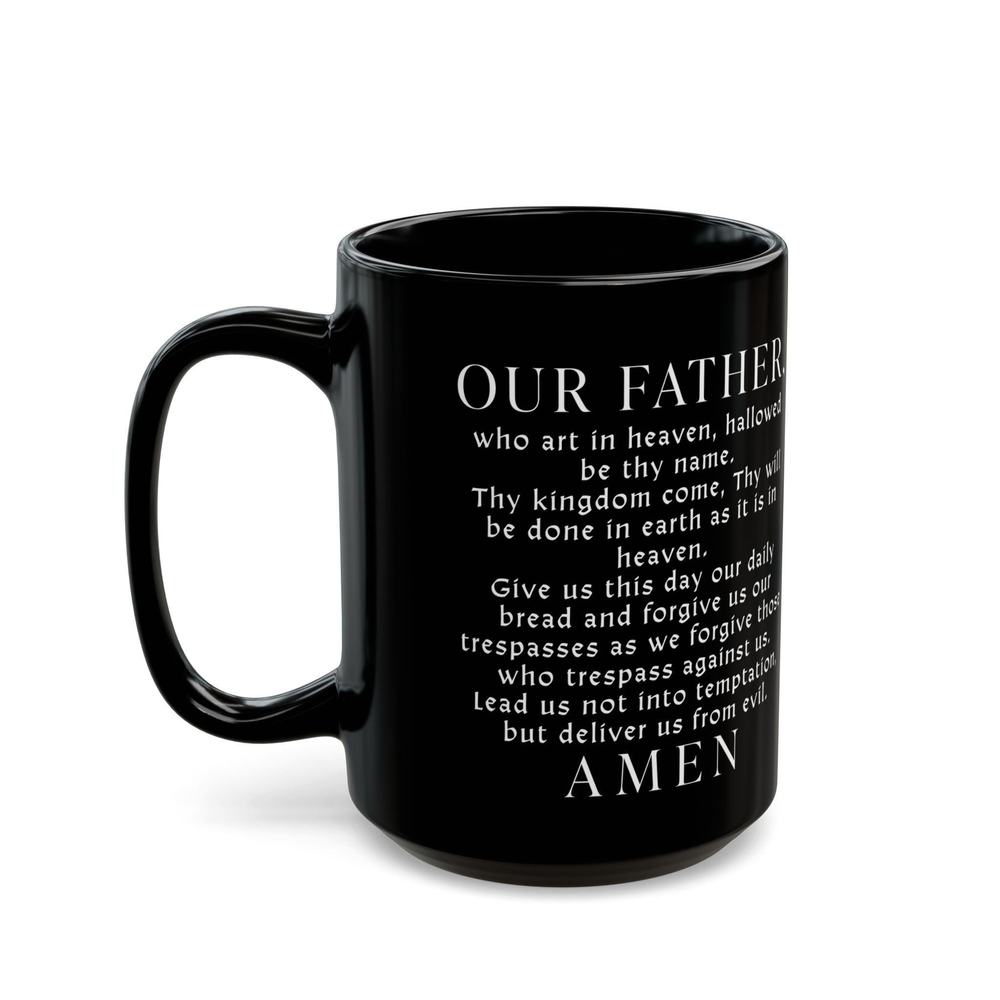 Pater Noster Our Father, Black Mug English, Latin, Prayers, Pray ...