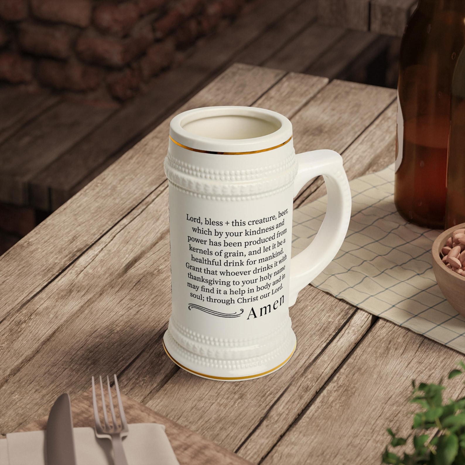 Traditional Catholic Beer Blessing Beer Stein Mug, Latin, English ...
