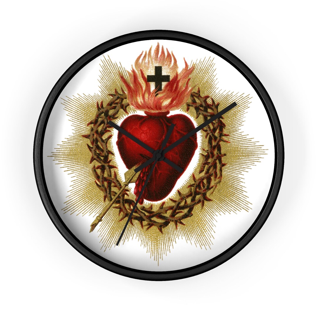 Sacred Heart of Jesus Wall Clock - Traditional, Religious, Catholic ...
