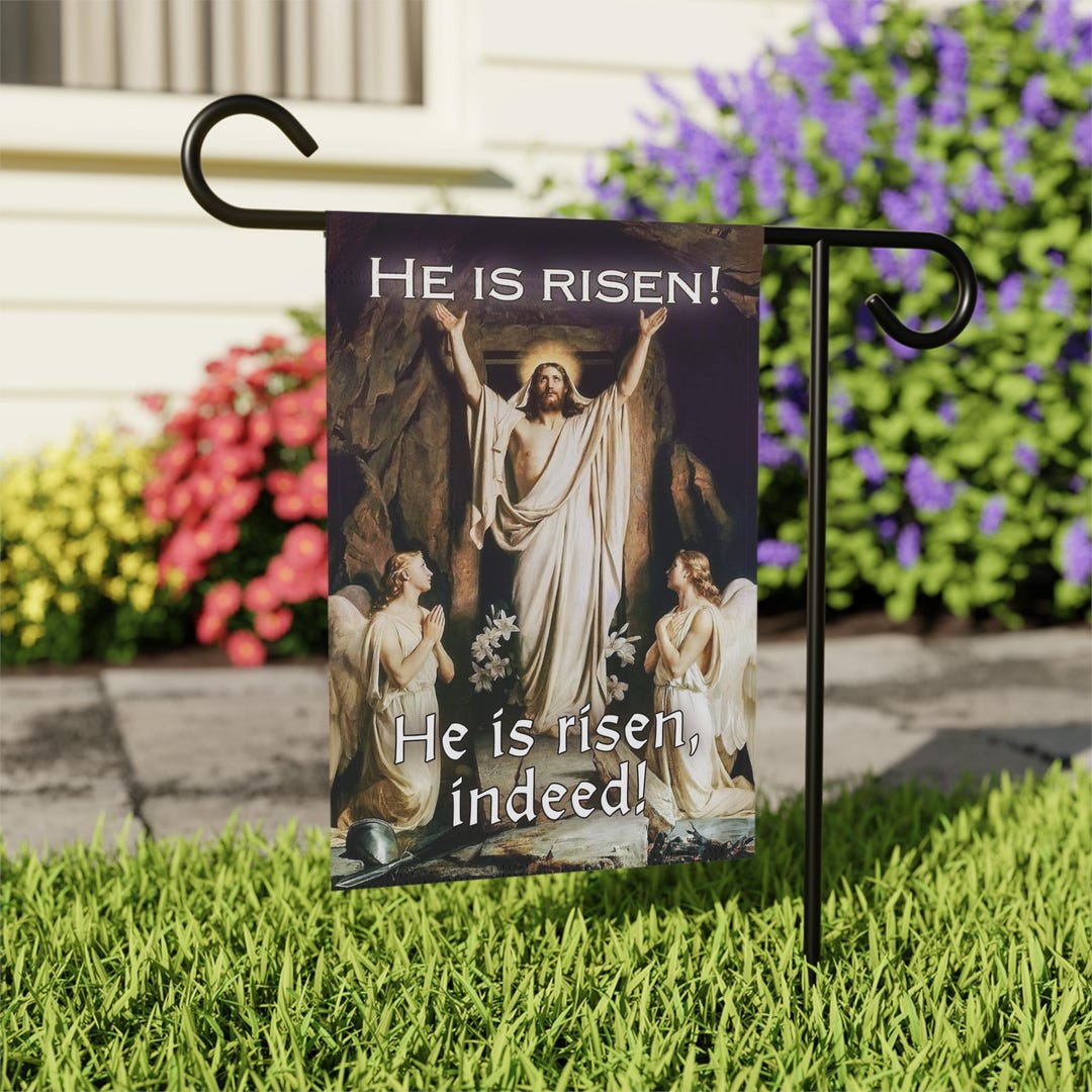 Resurrection Garden & House Flag, Catholic Gift, Easter, Jesus, Deacon ...