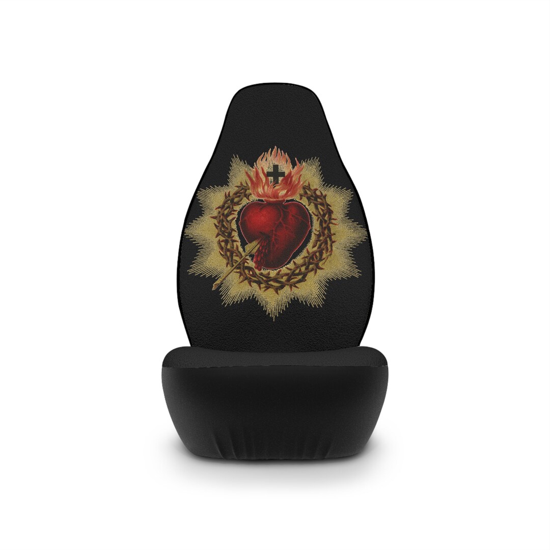 Pierced Sacred Heart of Jesus Car Seat Covers, Catholic Gift, Priest ...
