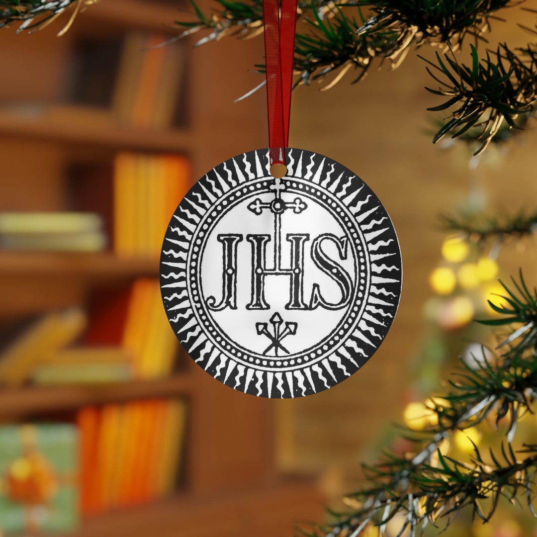 IHS Holy Name of Jesus Metal Ornament Catholic, Gift, Aesthetic ...