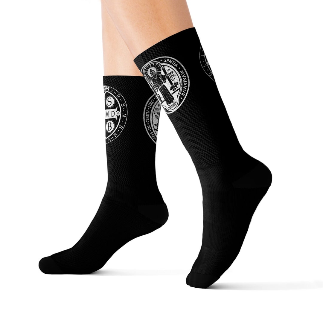 Saint Benedict Medal Black Socks, Traditional, Catholic Gift, Aesthetic ...
