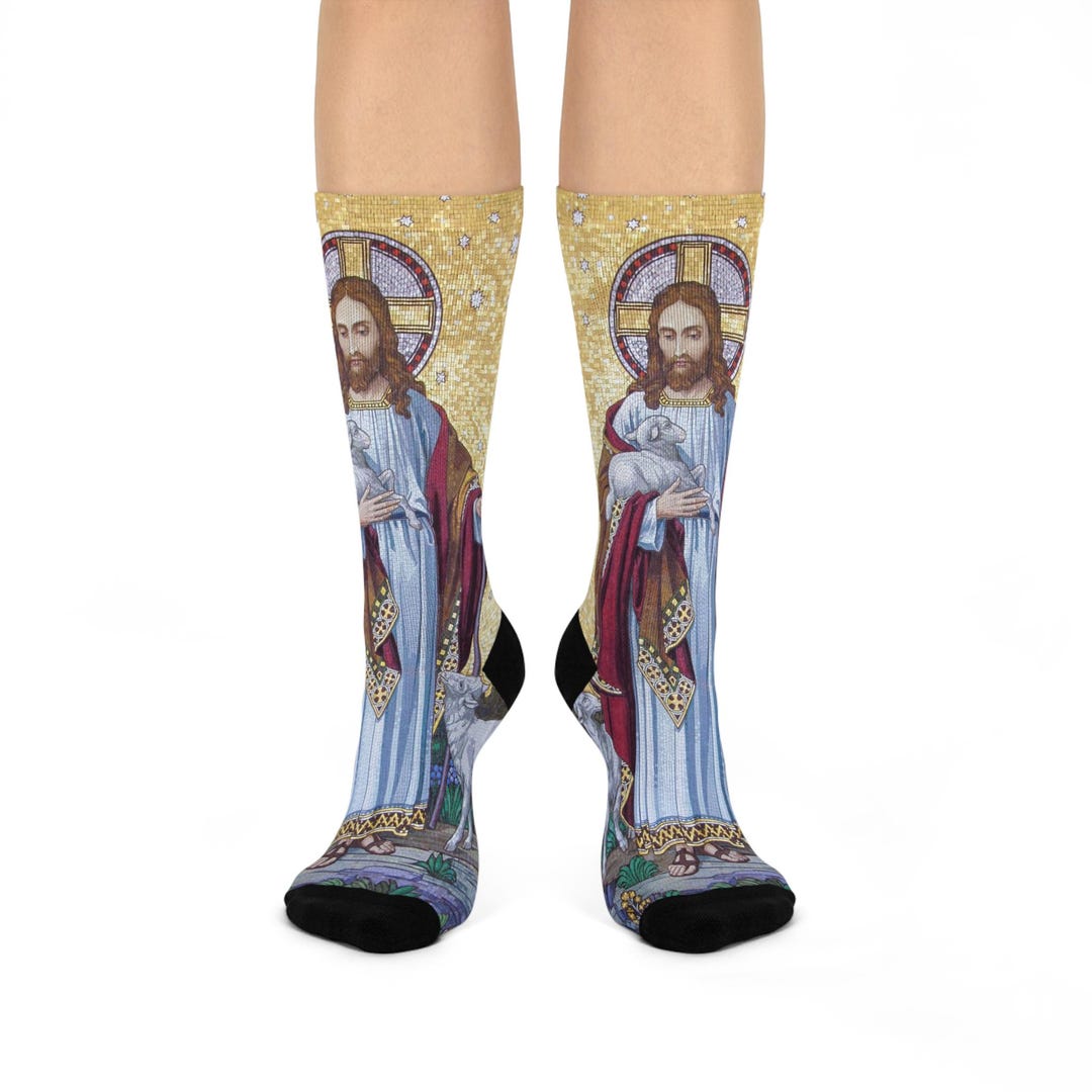 Christ the Good Shepherd Comfort Cushioned Crew Socks, Unique Gift ...