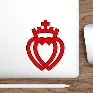 Two Hearts With a Crown Weather Resistant Outdoor Die-cut Car Sticker ...