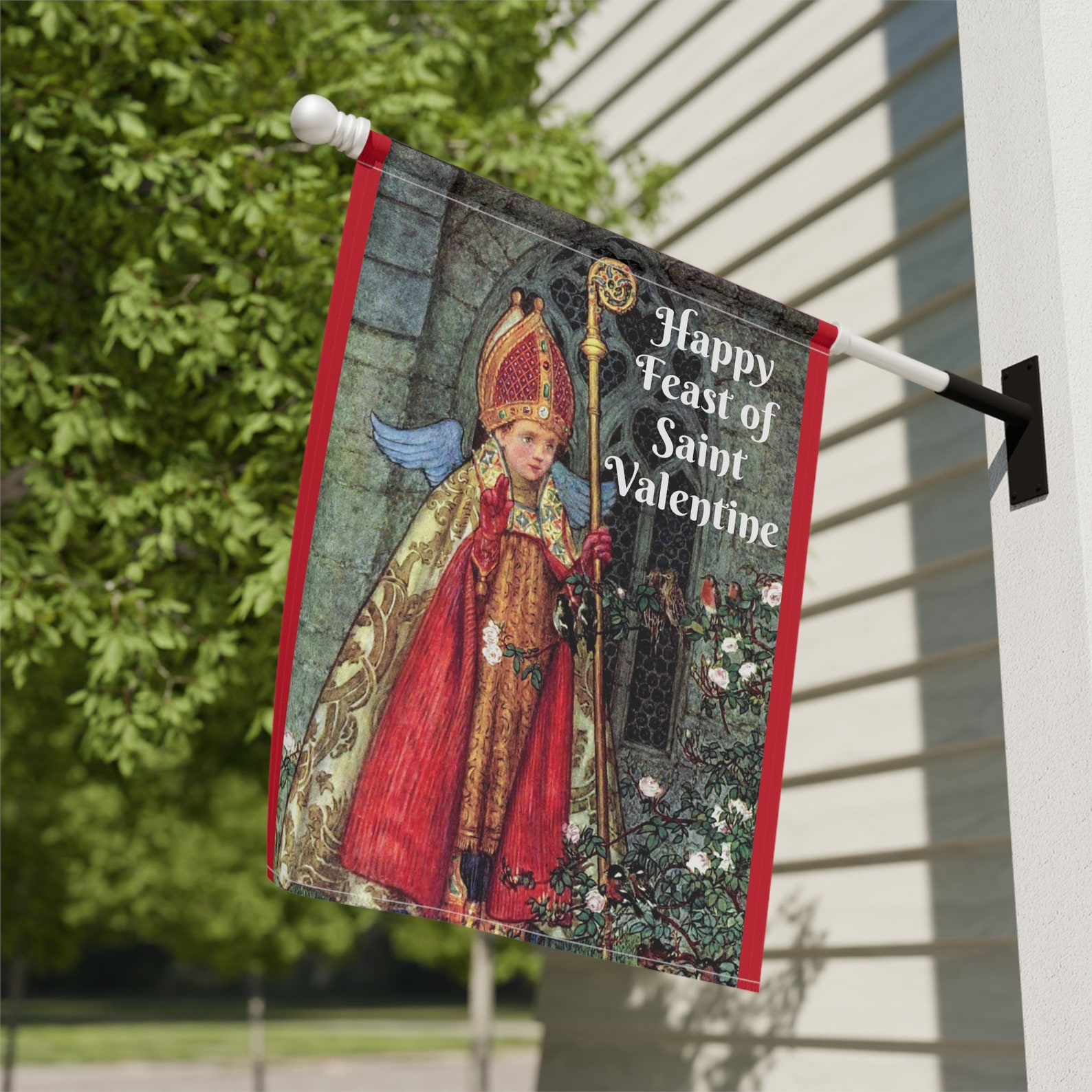 Happy Feast of Saint Valentine Garden & House Flag, Catholic Gift ...