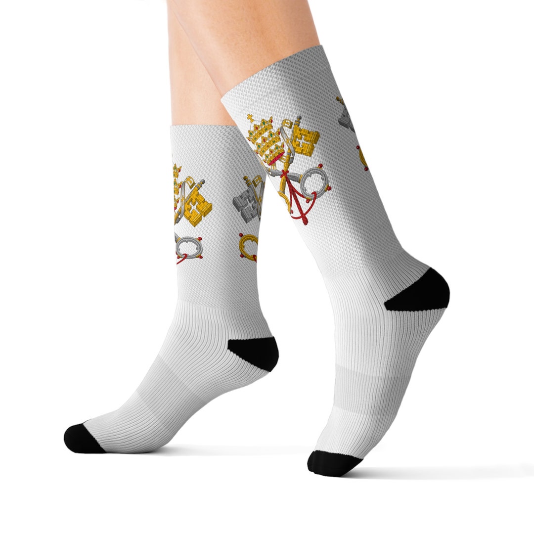 Vatican City Coat of Arms White Socks, Catholic Gift, Deacon, Priest ...