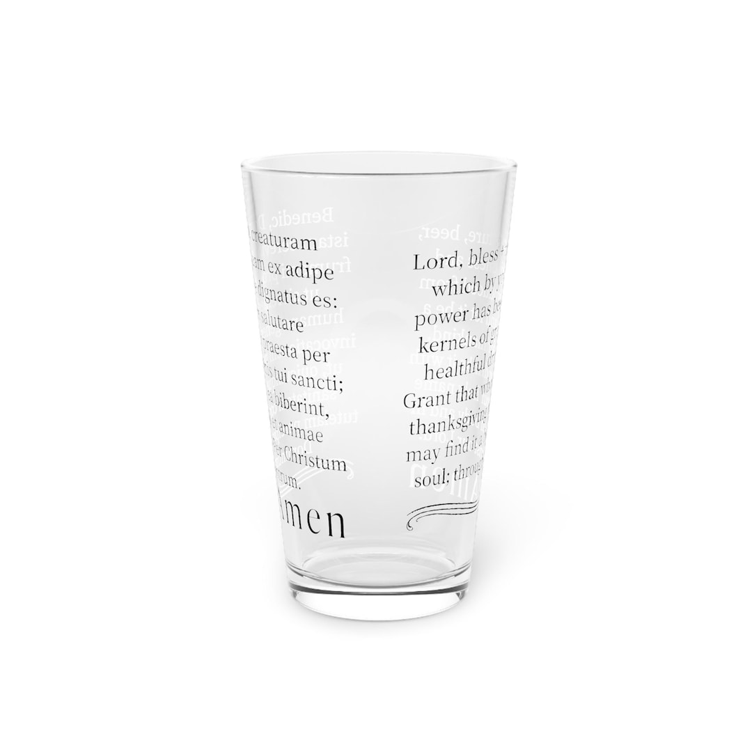 Latin English Catholic Beer Blessing 16oz Pint Glass, Deacon, Priest ...