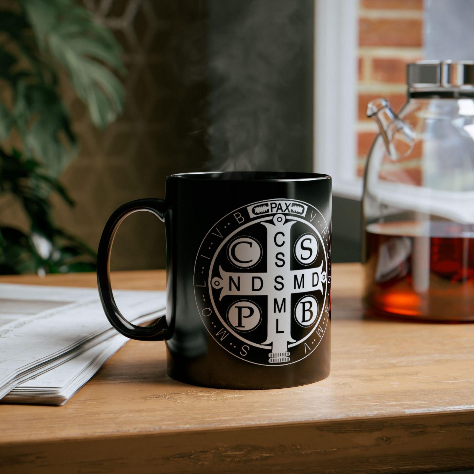 Saint Benedict Medal Ceramic Mug, Latin, Ora Et Labora, Traditional ...