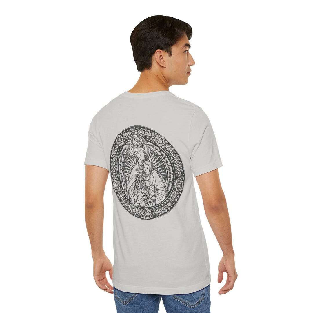 Madonna and Child Traditional Line Drawing Short Sleeve Tee Shirt ...