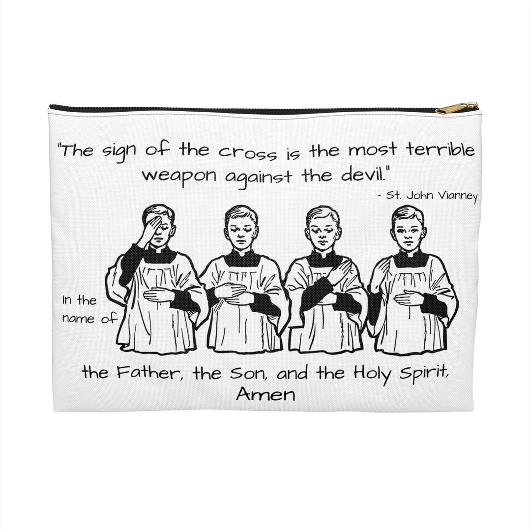Sign of the Cross Pouch, Vintage Line Drawing, Altar Servers, Quote ...