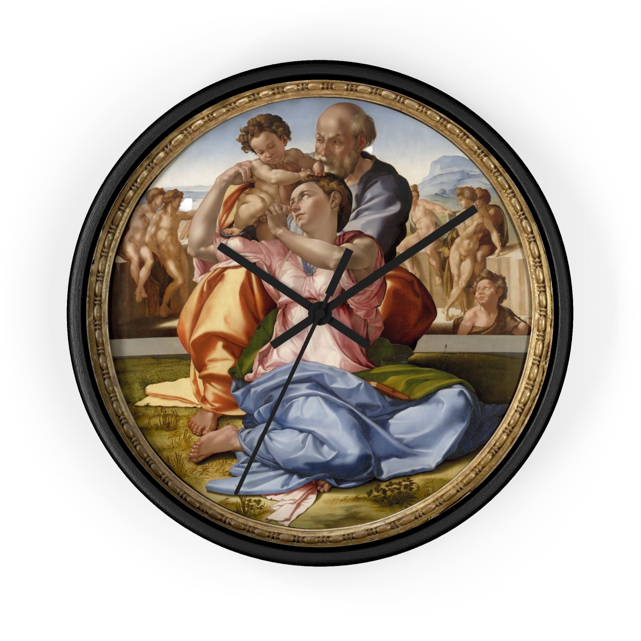 Holy Family by Michelangelo Wall Clock, Fine Art, Catholic, Jesus Mary ...