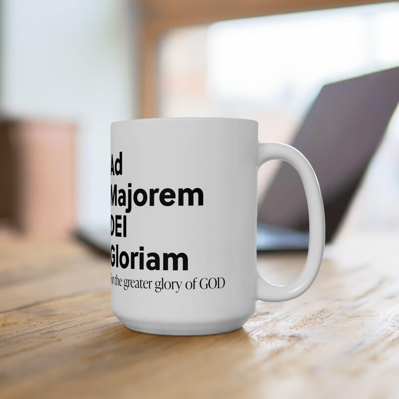 AMDG Ad Majorem Dei Gloriam Ceramic Mug 11oz, 15oz, Latin, Jesuit ...