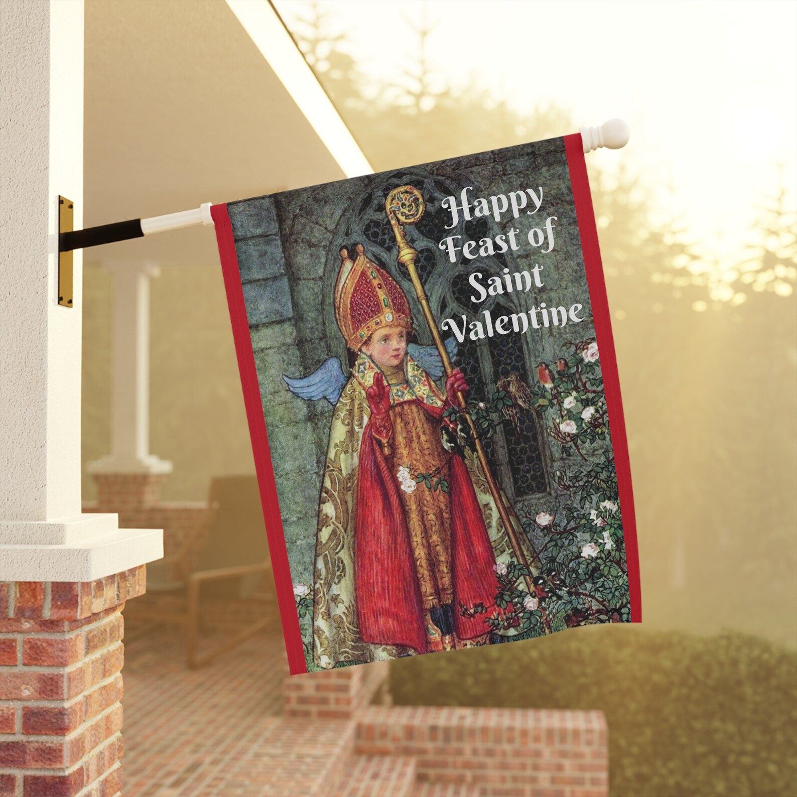 Happy Feast of Saint Valentine Garden & House Flag, Catholic Gift ...