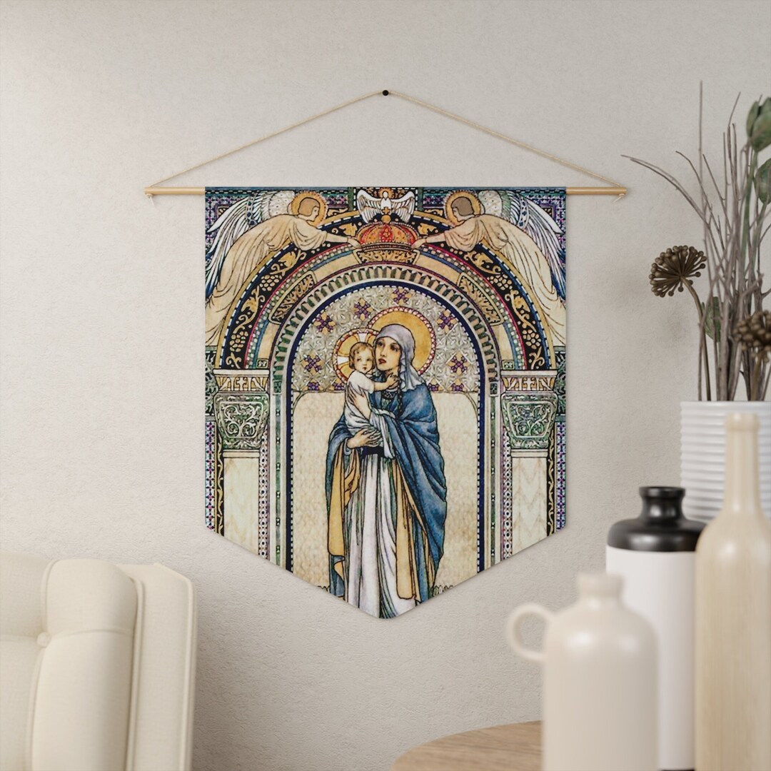 Madonna and Child Pennant, Banner, Catholic, Deacon, Priest Gift, Jesus ...