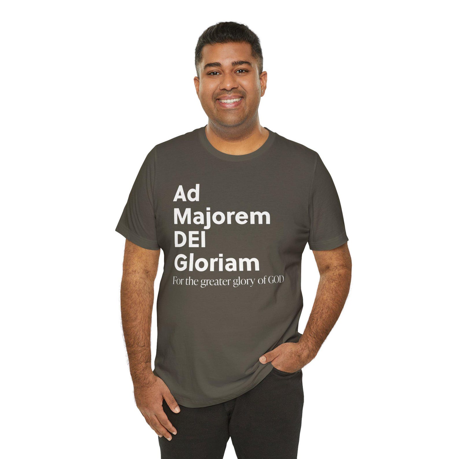AMDG - Ad Majorem Dei Gloriam Short Sleeve Tee Shirt, Jesuit, Catholic ...