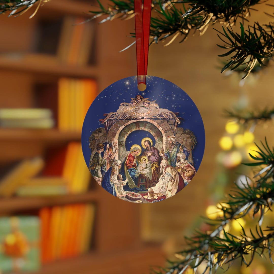 Christmas Nativity Metal Ornament Priest Gift, Aesthetic, Holy Family ...