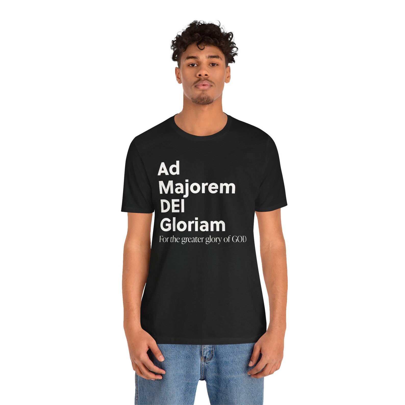 AMDG - Ad Majorem Dei Gloriam Short Sleeve Tee Shirt, Jesuit, Catholic ...