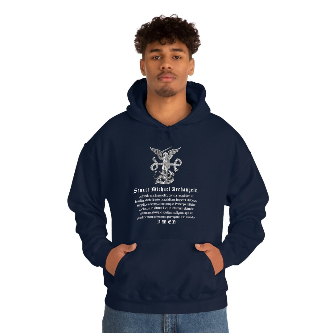 St. Michael the Archangel Hooded Sweatshirt Latin Catholic - Etsy
