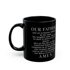 Pater Noster Our Father, Black Mug English, Latin, Prayers, Pray ...