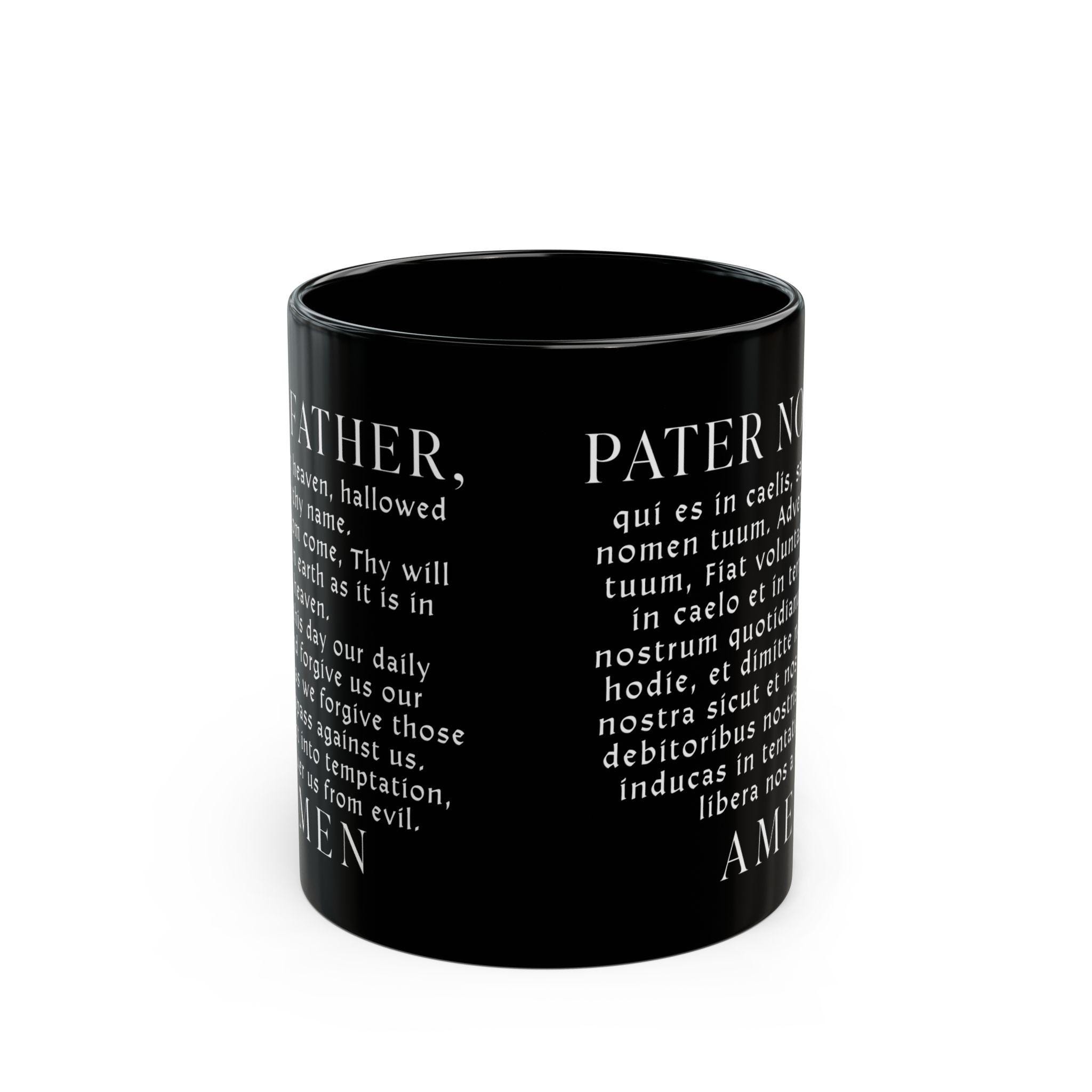 Pater Noster Our Father, Black Mug English, Latin, Prayers, Pray ...