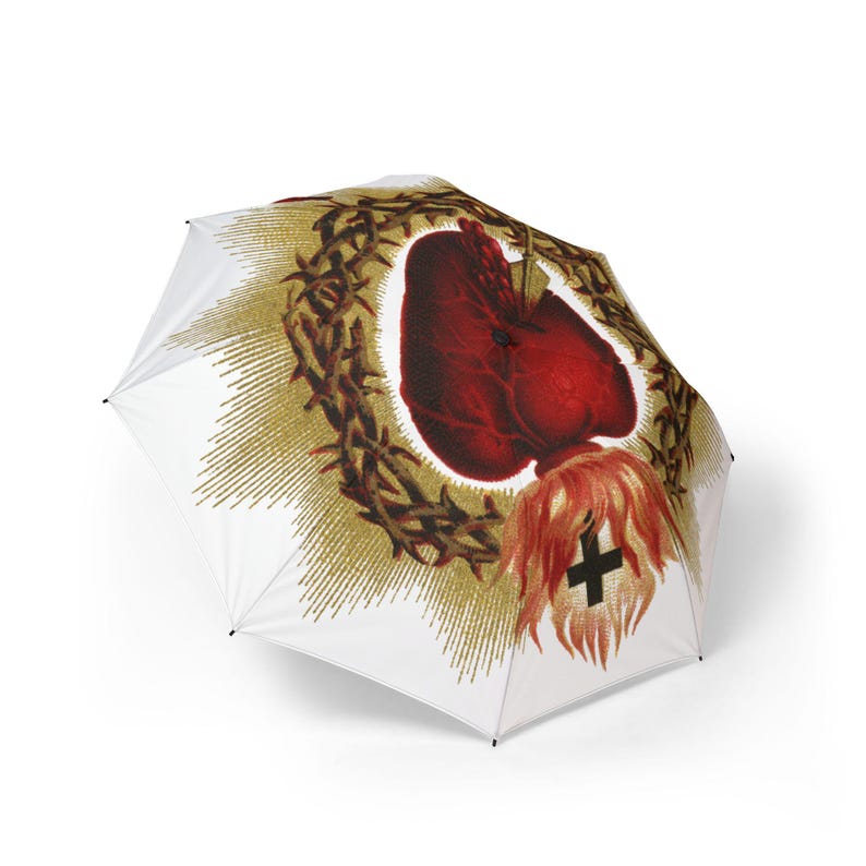 Sacred Heart of Jesus Semi-automatic Foldable Umbrella, Traditional ...