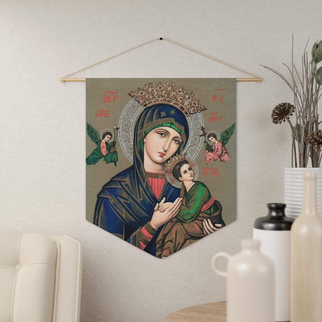 Our Lady of Perpetual Help Pennant, Banner, Catholic Gift, Icon, Deacon ...