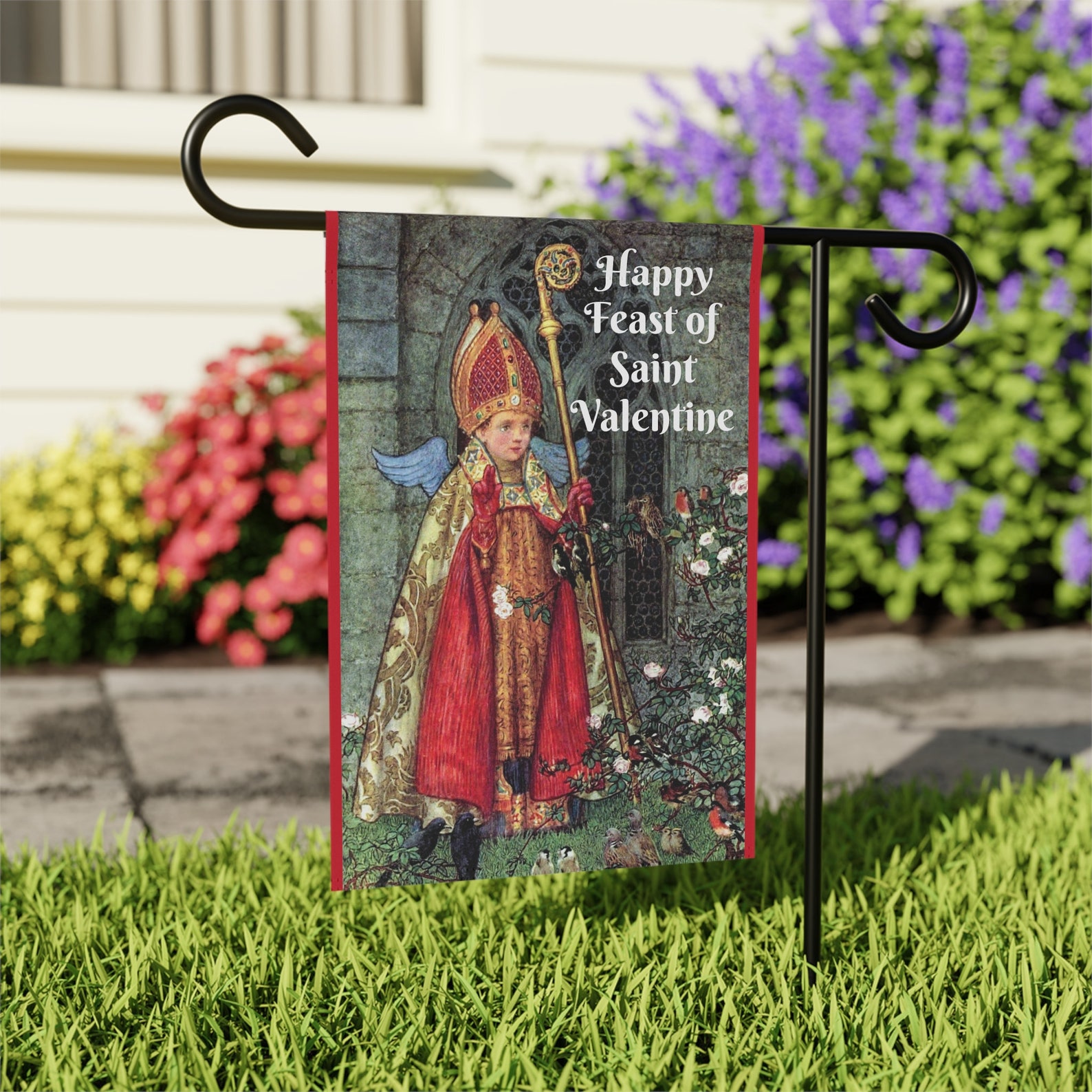 Happy Feast of Saint Valentine Garden & House Flag, Catholic Gift ...