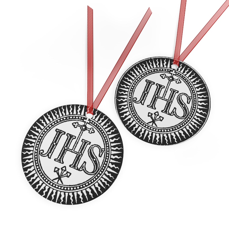 IHS Holy Name of Jesus Metal Ornament Catholic, Gift, Aesthetic ...
