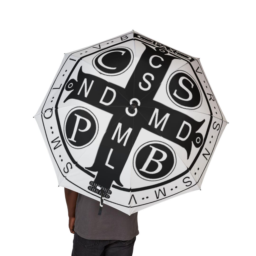 Saint Benedict Medal Semi-automatic Foldable Umbrella, Traditional ...