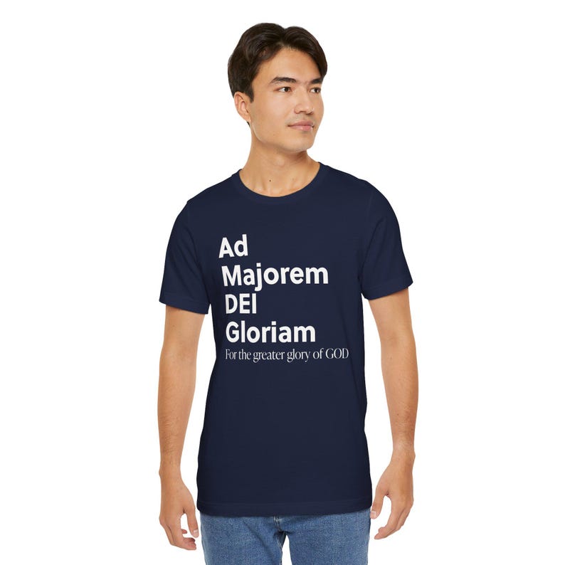 AMDG - Ad Majorem Dei Gloriam Short Sleeve Tee Shirt, Jesuit, Catholic ...