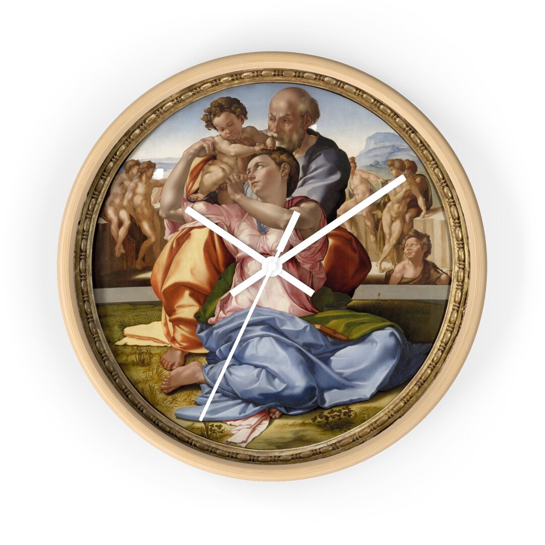 Holy Family by Michelangelo Wall Clock, Fine Art, Catholic, Jesus Mary ...