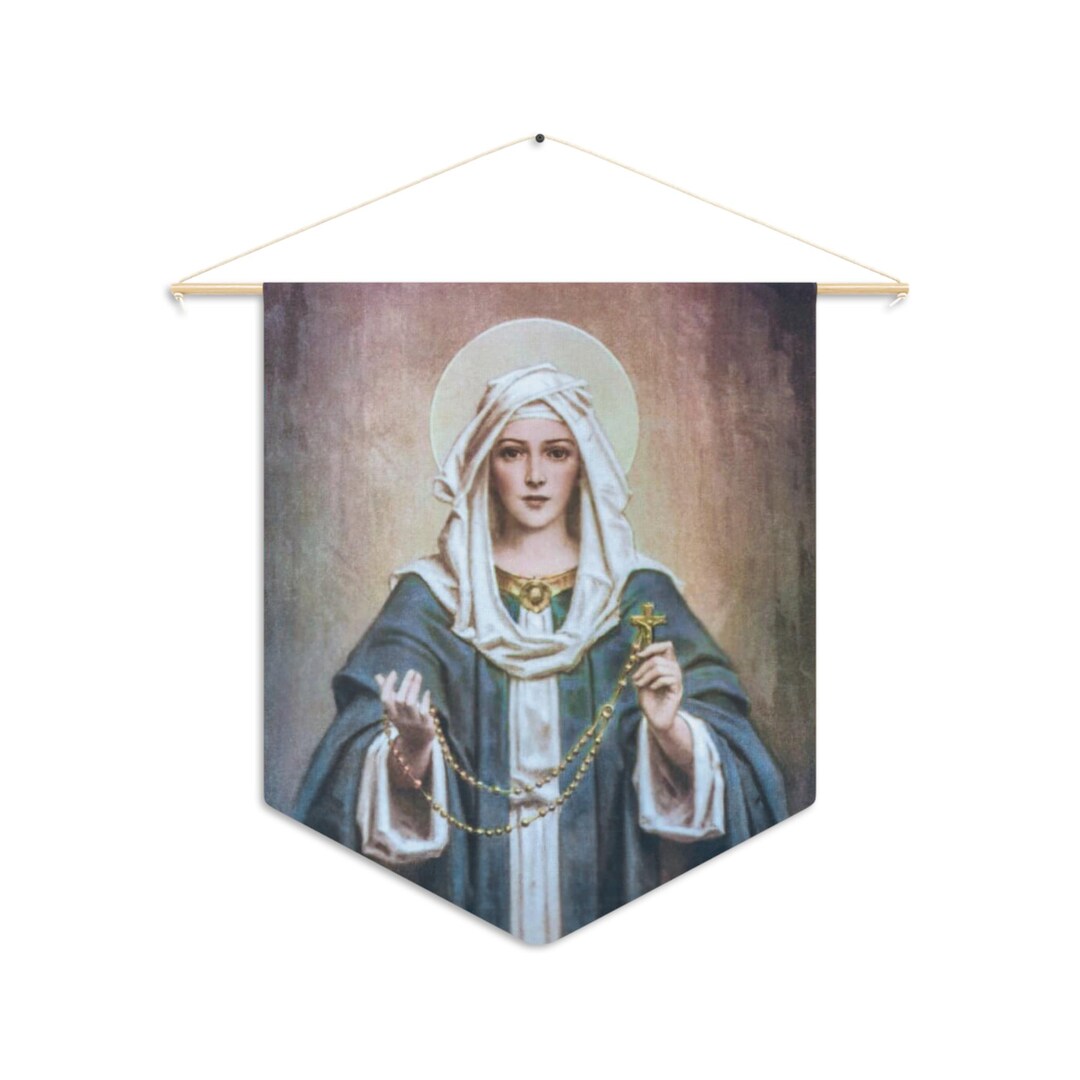 Our Lady of the Rosary, Pennant, Banner, Traditional Art, Catholic Gift ...