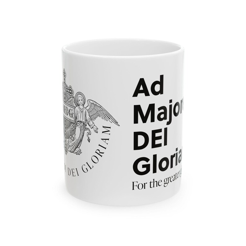 AMDG Ad Majorem Dei Gloriam Ceramic Mug 11oz, 15oz, Latin, Jesuit ...