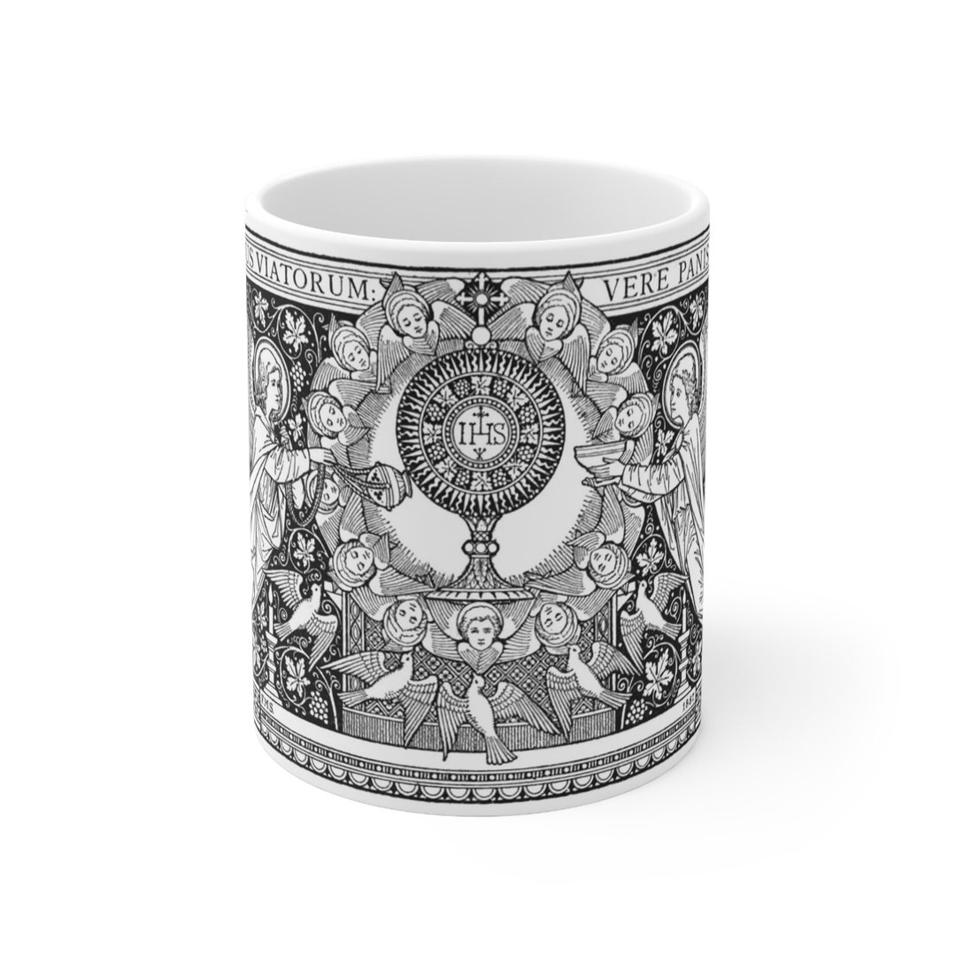 Catholic Monstrance With Angels Ceramic Mug 11oz, Latin, Traditional ...