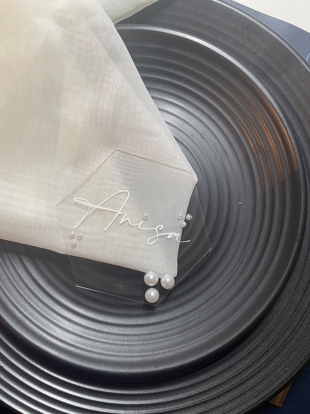 Personalised Vinyl Pearl Name Place Card - Etsy