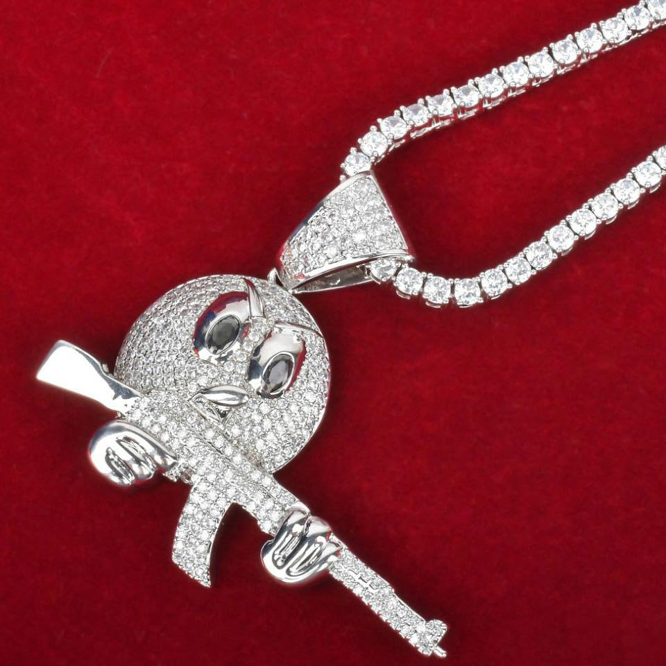 Angry Emoji With AK47 Rifle Pendant on a Chain - Etsy