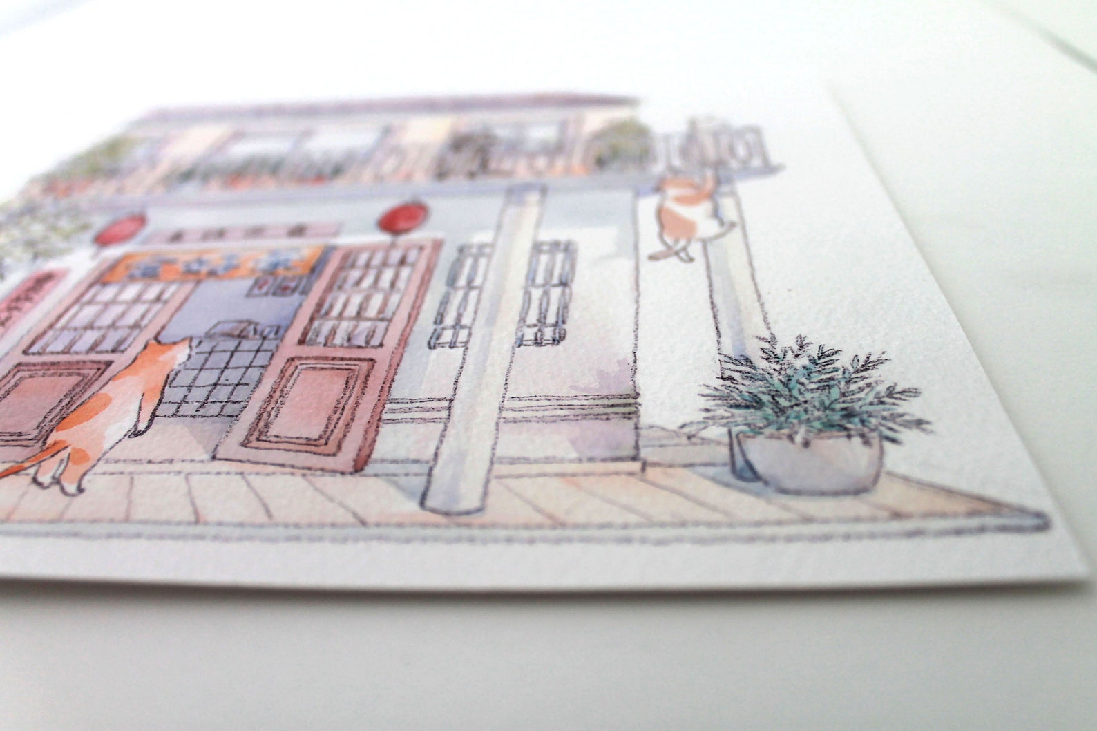 Watercolor Cats Print: Tea House - Etsy
