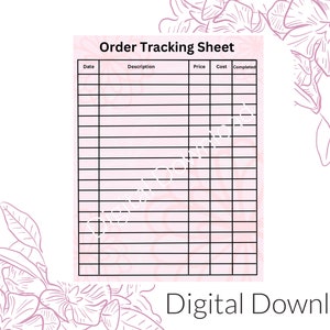 Order Tracking Sheet Digital Download - Etsy