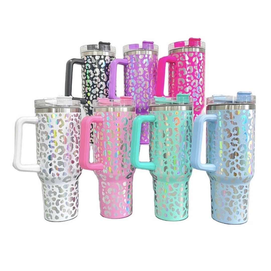 40oz Stanley Style Leopard Print Tumbler With Straw no Stanley Branding ...