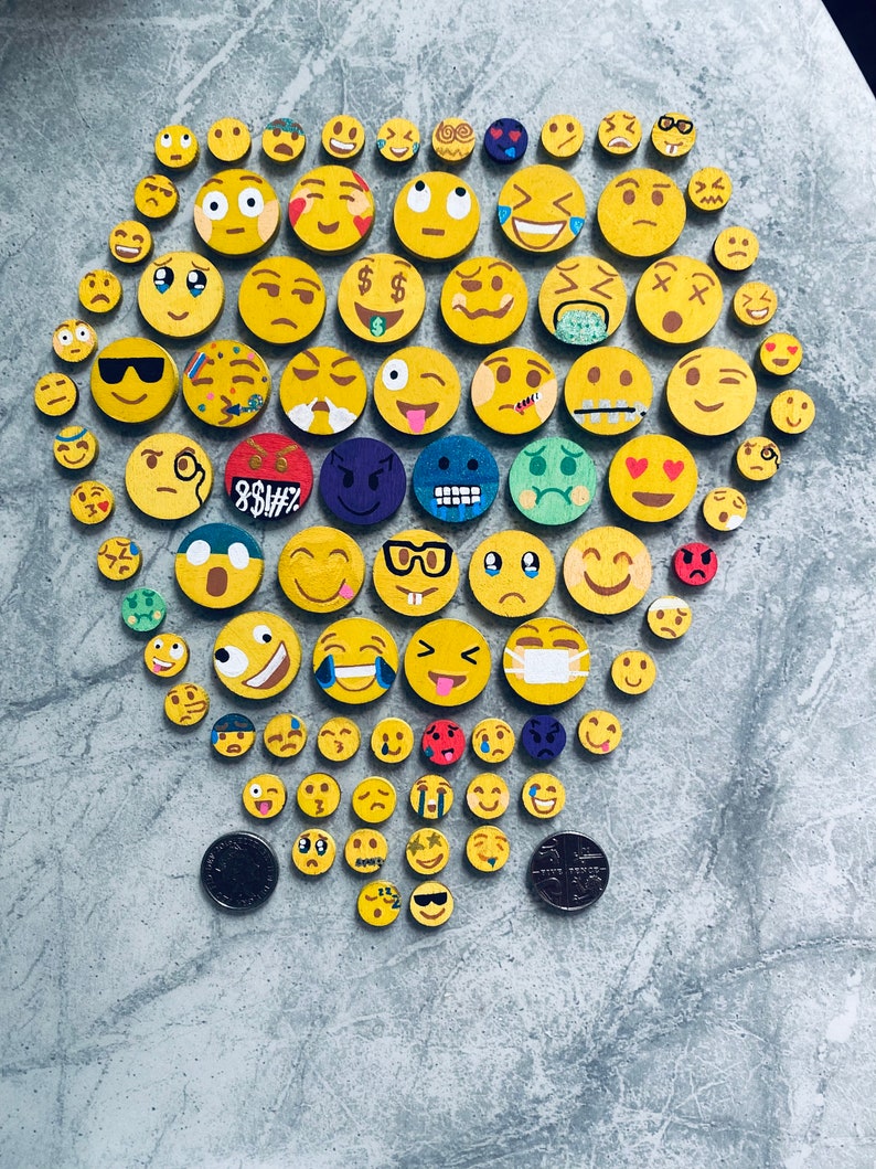 Cute Custom Handmade Resin Dominoes Set Handpainted Emojis Theme. Fun ...